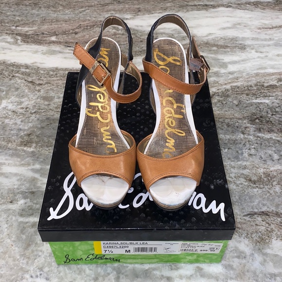 Sam Edelman | Shoes | Sam Edelman Katina Saddle And Black Wedge Heels ...